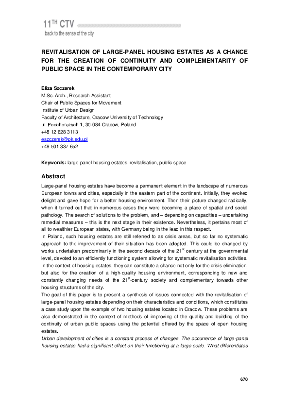 (PDF) Revitalisation of large-panel housing estates as a chance for the ...