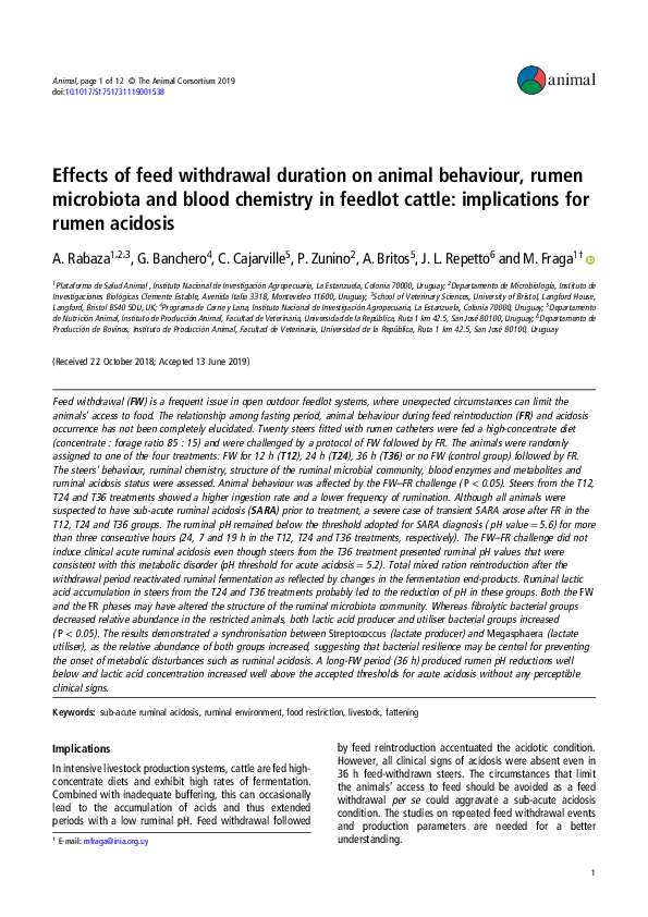 (PDF) Effects of feed withdrawal duration on animal behaviour, rumen ...