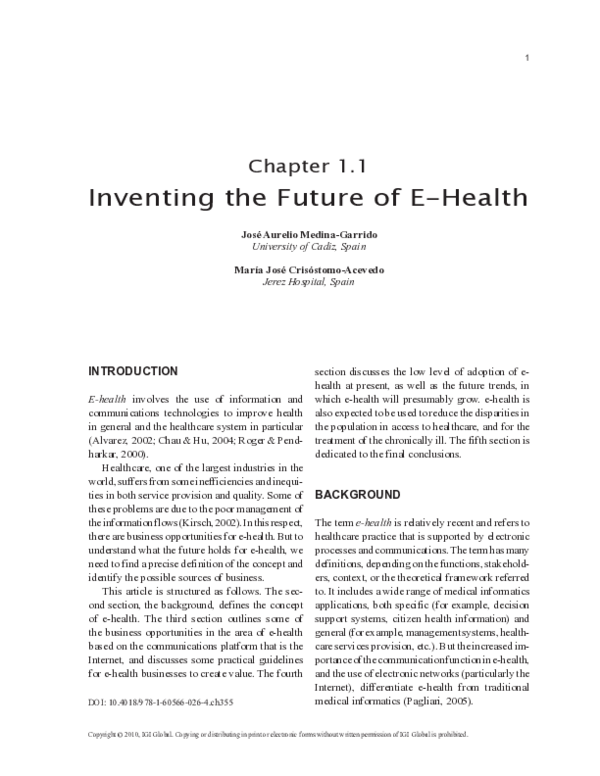 (PDF) Inventing the Future of E-Health