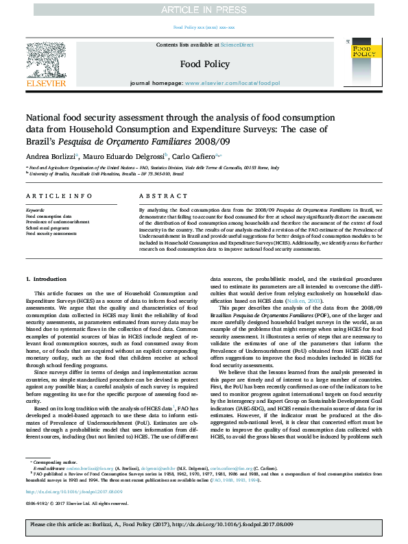 (PDF) National food security assessment through the analysis of food ...