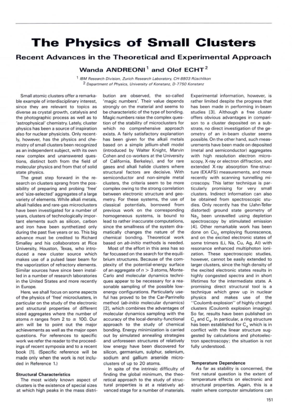 (PDF) The Physics of Small Clusters