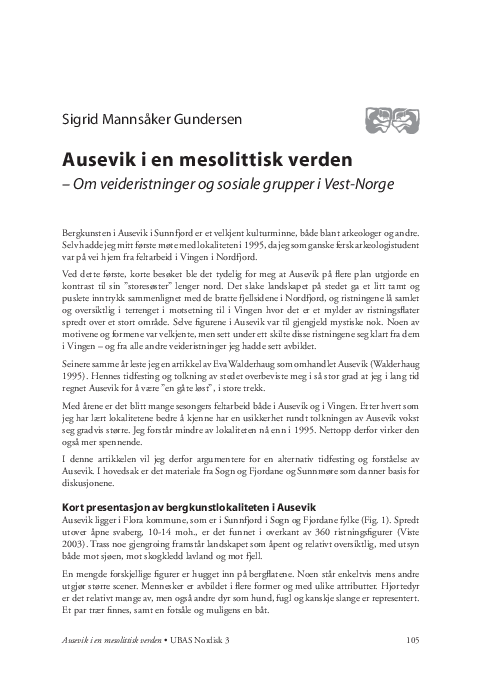 (PDF) Ausevik i en mesolittisk verden - Om veideristninger og sosiale ...