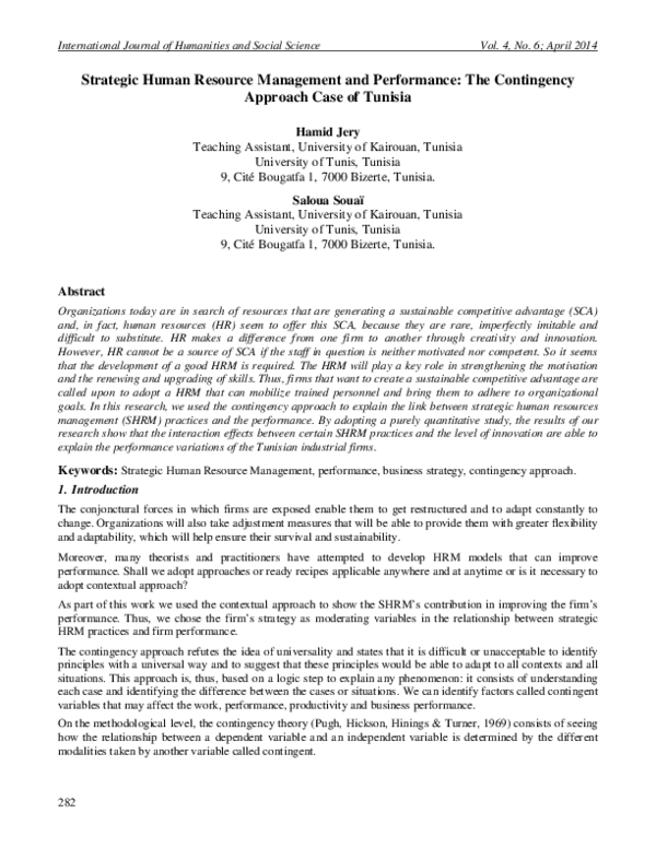 (PDF) Strategic Human Resource Management and Performance: The ...