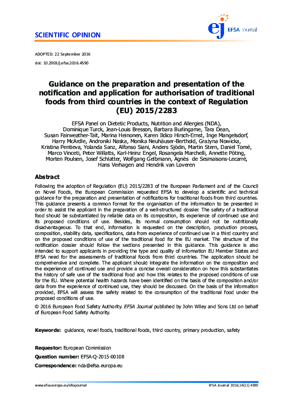Pdf Guidance For Authorising Traditional Foods In Eu