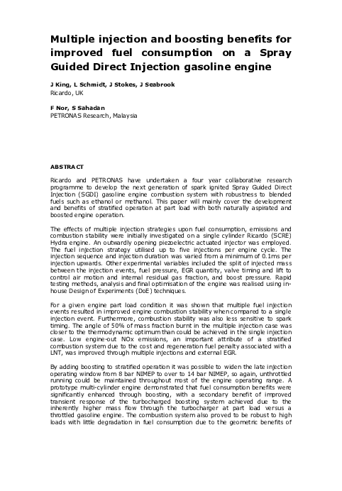 (PDF) Multiple injection and boosting benefits for improved fuel ...