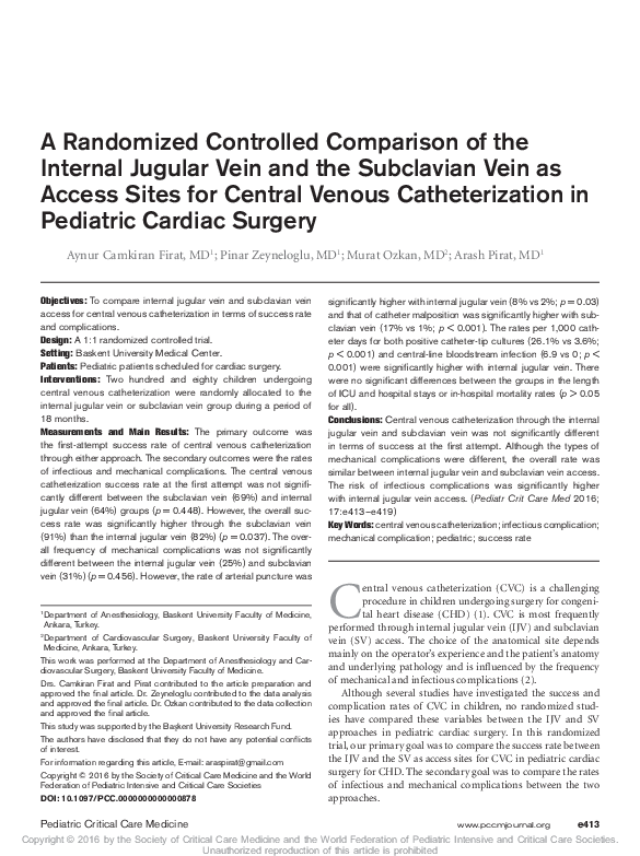 (PDF) A Randomized Controlled Comparison of the Internal Jugular Vein ...