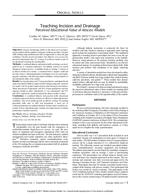 (PDF) Teaching Incision and Drainage