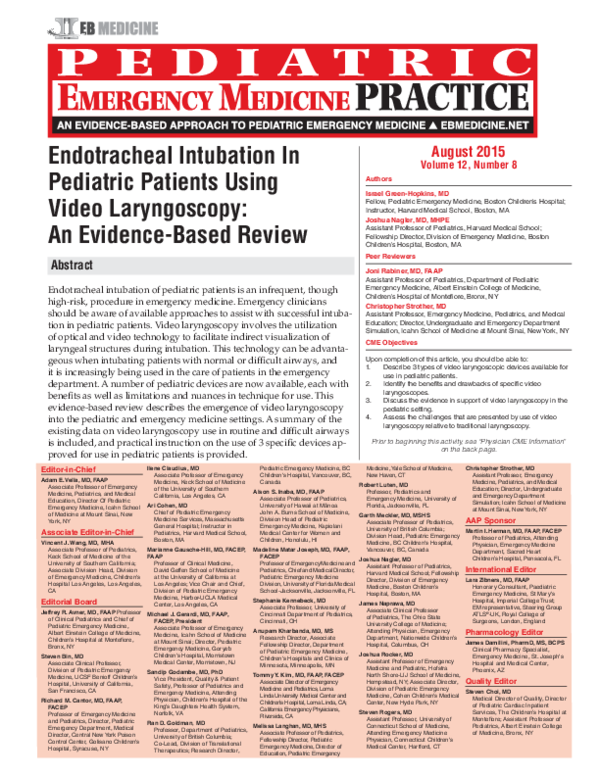 (PDF) Endotracheal Intubation In Pediatric Patients Using Video ...