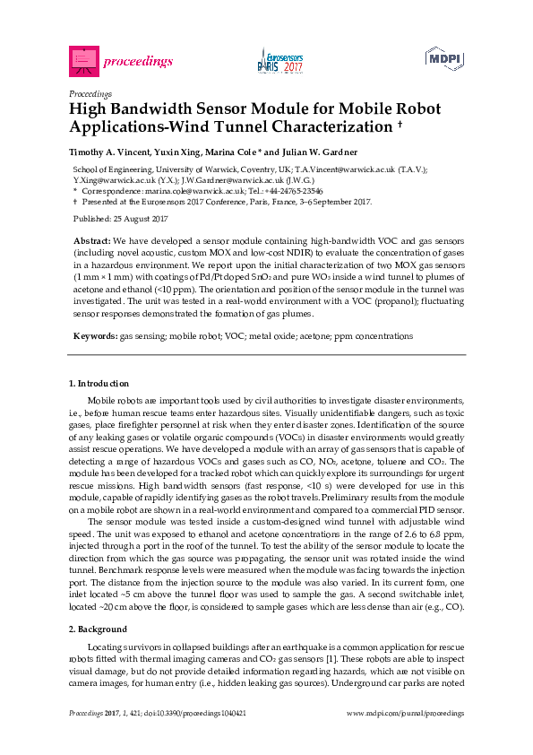 Pdf High Bandwidth Sensor Module For Mobile Robot Applications Wind