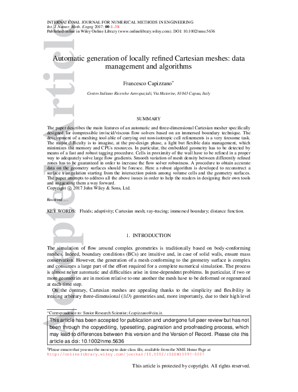 Pdf Automatic Generation Of Locally Refined Cartesian Meshes Data Management And Algorithms