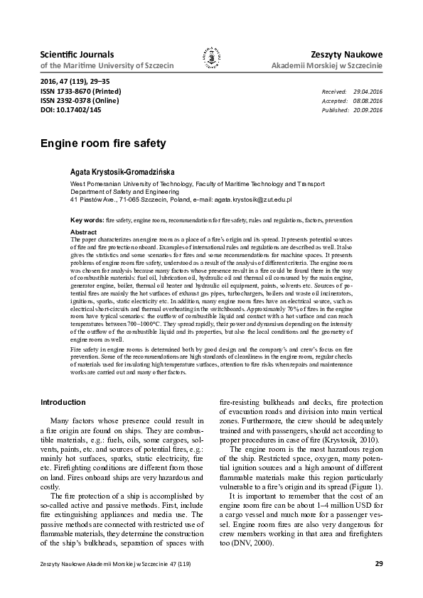 (PDF) Engine room fire safety