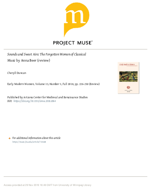 (PDF) Sounds and Sweet Airs: The Forgotten Women of Classical Music ...