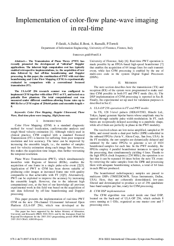 (PDF) Implementation of color-flow plane-wave imaging in real-time
