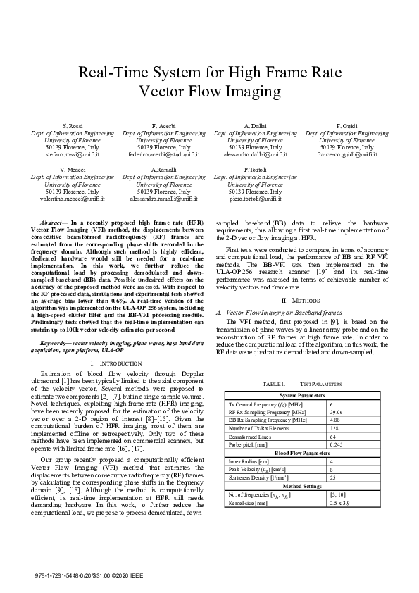 (PDF) Real-Time System for High Frame Rate Vector Flow Imaging