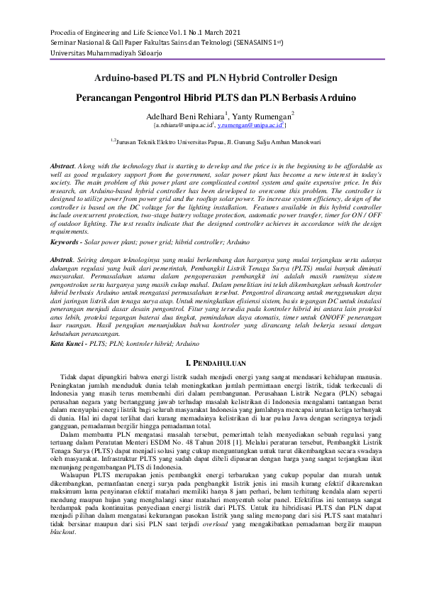 Pdf Arduino Based Plts And Pln Hybrid Controller Design
