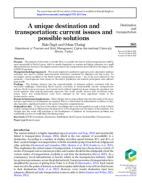 (PDF) A unique destination and transportation: current issues and ...