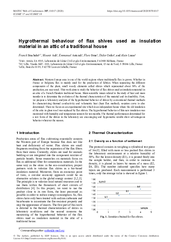 (PDF) Hygrothermal behaviour of flax shives used as insulation material ...