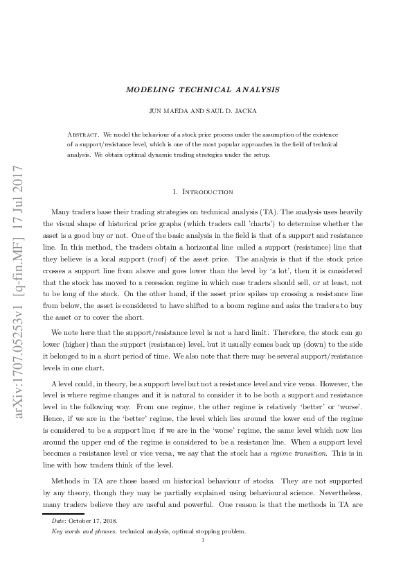 (PDF) Modeling Technical Analysis