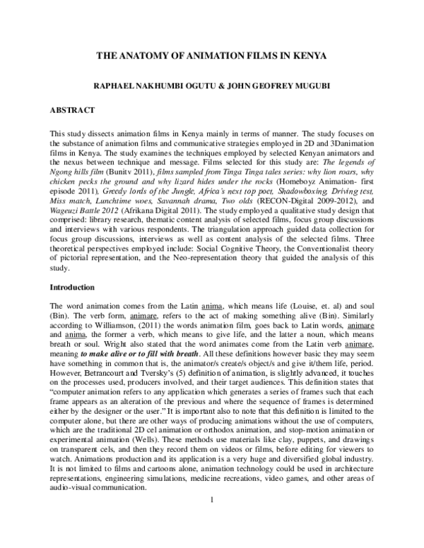 (PDF) THE ANATOMY OF ANIMATION FILMS IN KENYA