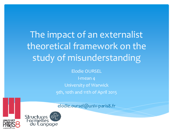 (PDF) The Impact of an Externalist Theoretical Framework on the Study ...