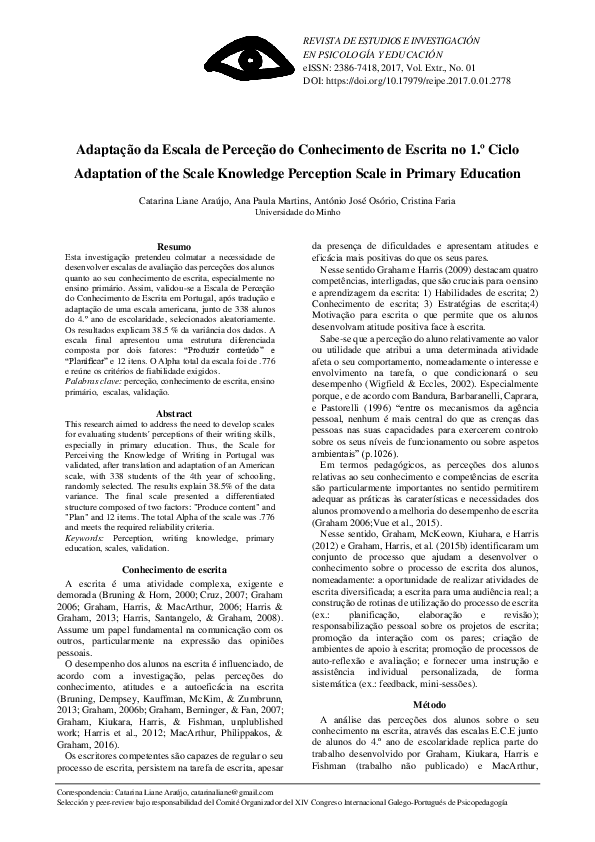 (PDF) Adaptation of the Scale Knowledge Perception Scale in Primary ...