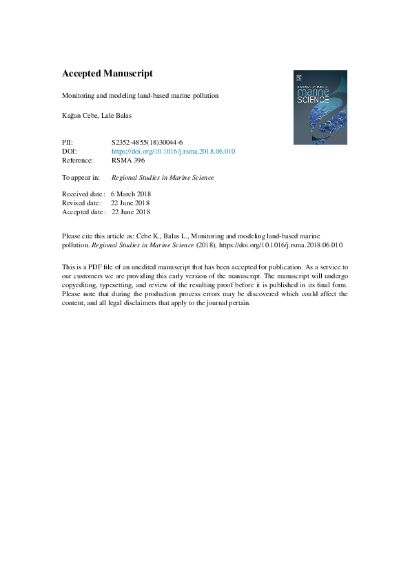(PDF) Monitoring and modeling land-based marine pollution