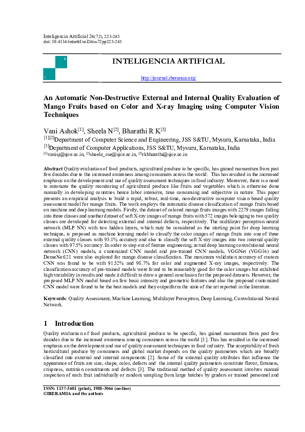(PDF) An Automatic Non-Destructive External and Internal Quality Evaluation of Mango Fruits ...
