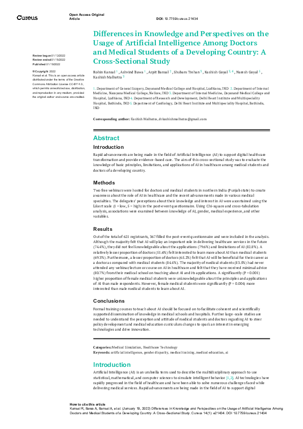 (PDF) Differences in Knowledge and Perspectives on the Usage of Artificial Intelligence Among ...