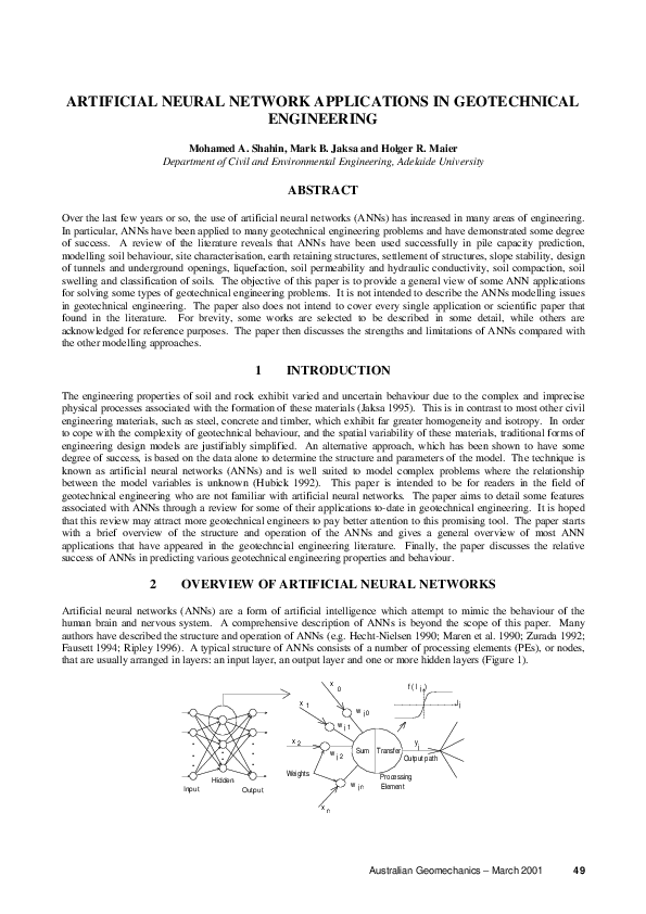 (PDF) Artificial neural network applications in geotechnical engineering