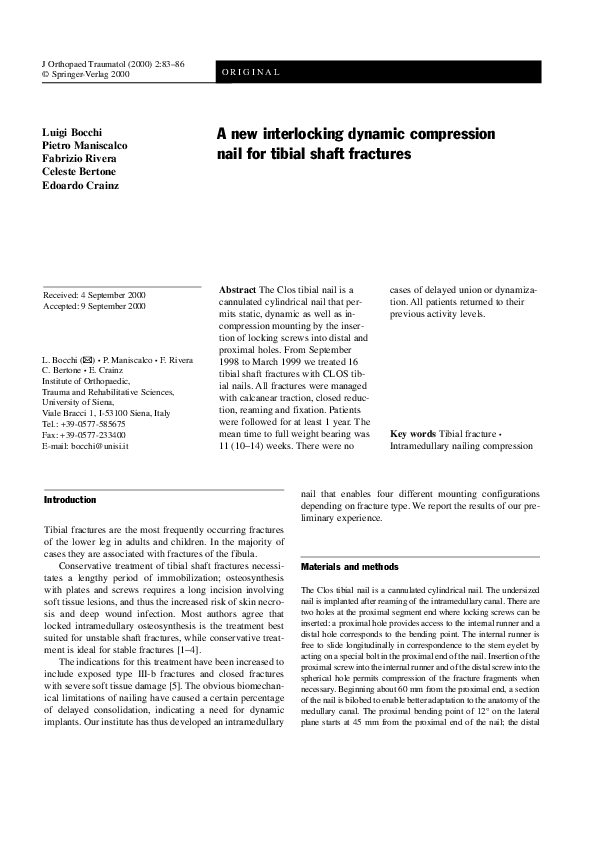 (PDF) A new interlocking dynamic compression nail for tibial shaft ...
