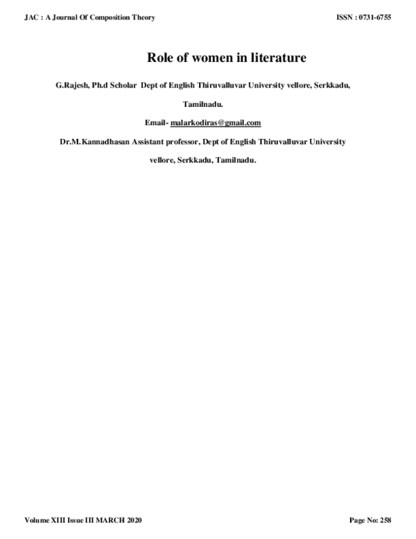 (PDF) Role of women in literature