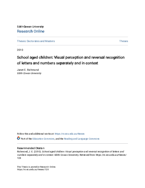 (PDF) School aged children: Visual perception and reversal recognition ...