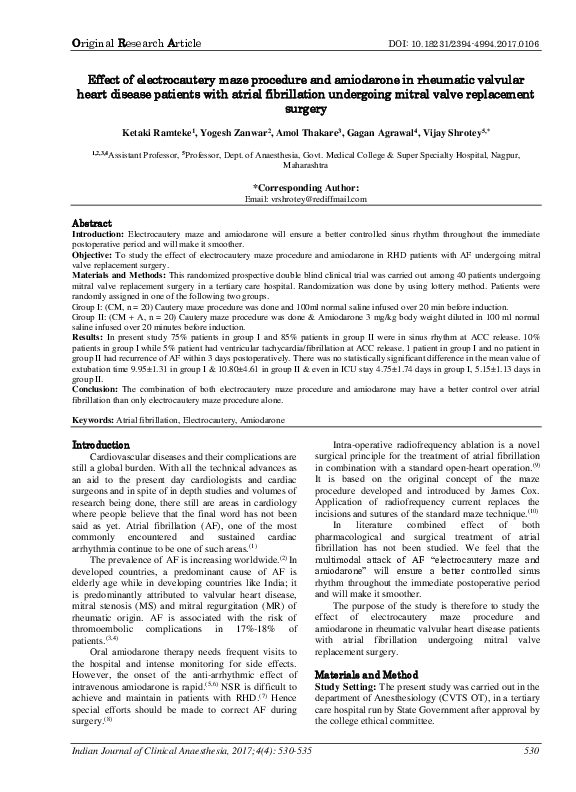 (PDF) Effect of electrocautery maze procedure and amiodarone in ...