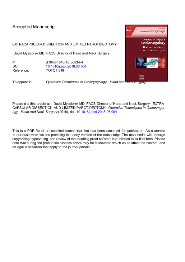 (PDF) Extracapsular dissection and limited parotidectomy