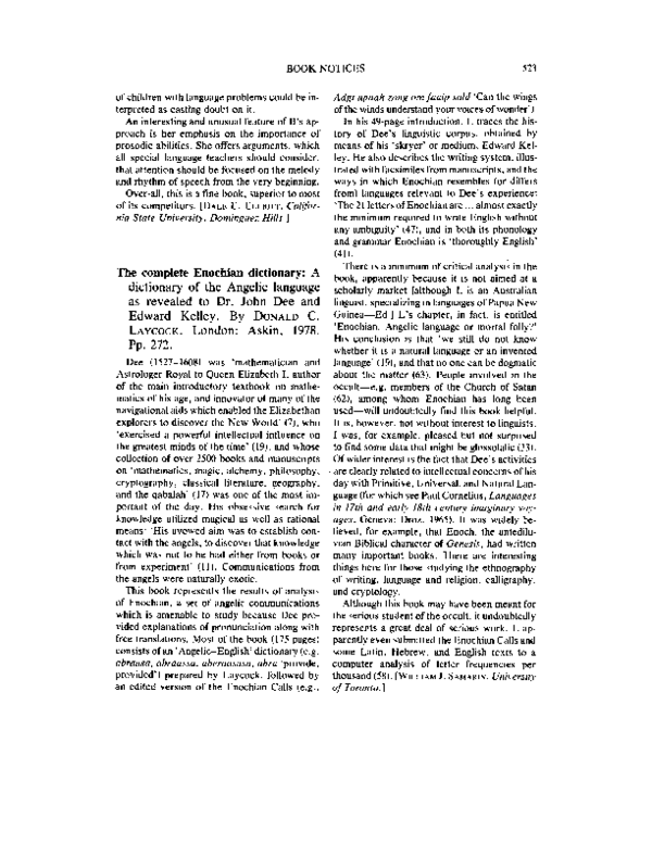 (PDF) The Complete Enochian Dictionary: A Dictionary of the Angelic ...