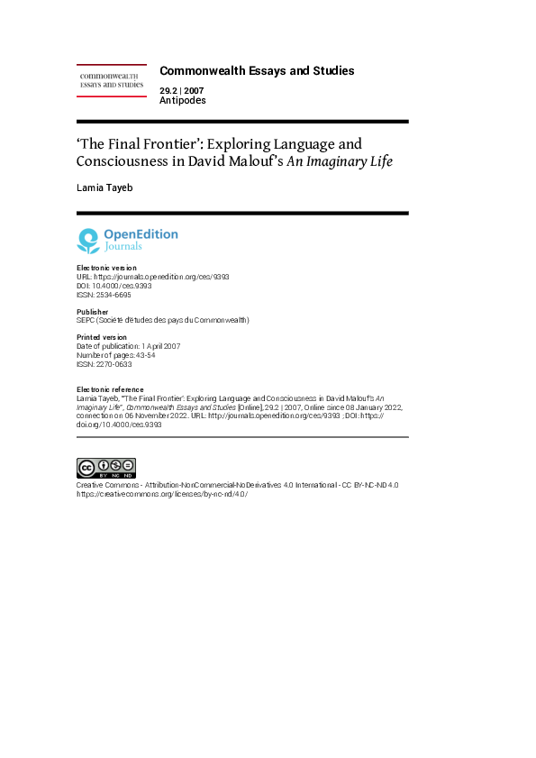 (PDF) ‘The Final Frontier’: Exploring Language and Consciousness in ...