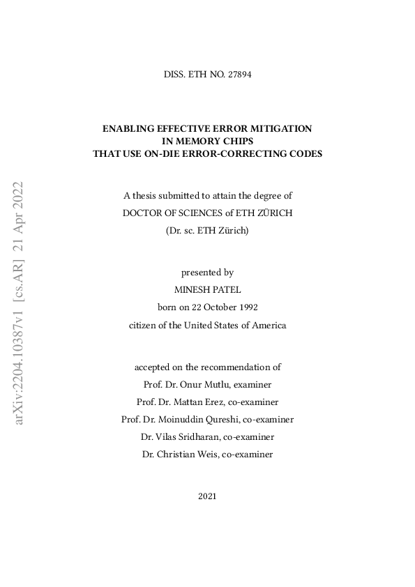 Pdf Enabling Effective Error Mitigation In Memory Chips That Use On