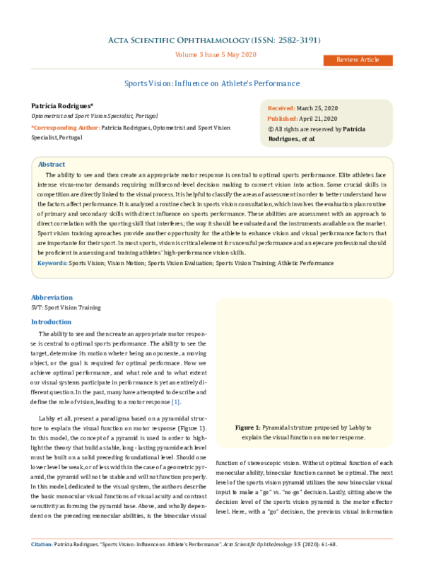 (PDF) Sports Vision: Influence on Athlete's Performance