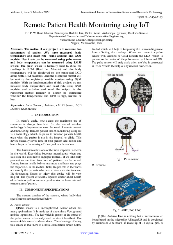 (PDF) Remote Patient Health Monitoring using IoT