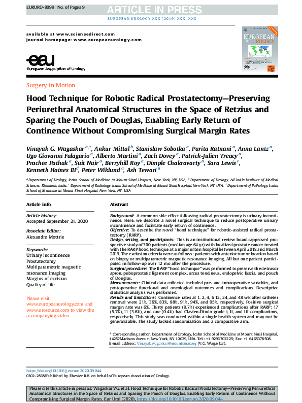 (PDF) Hood Technique for Robotic Radical Prostatectomy—Preserving ...