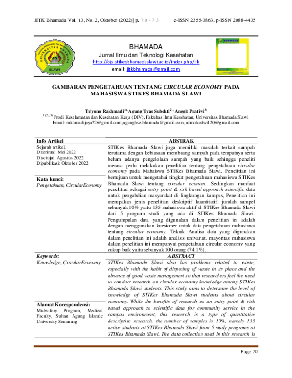 (PDF) Gambaran Pengetahuan Tentang Circular Economy Pada Mahasiswa ...