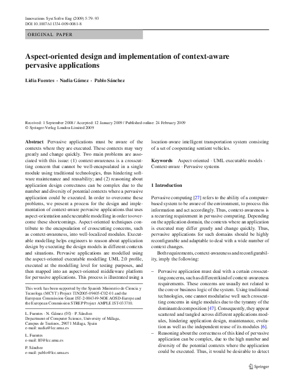 Pdf Aspect Oriented Design And Implementation Of Context Aware