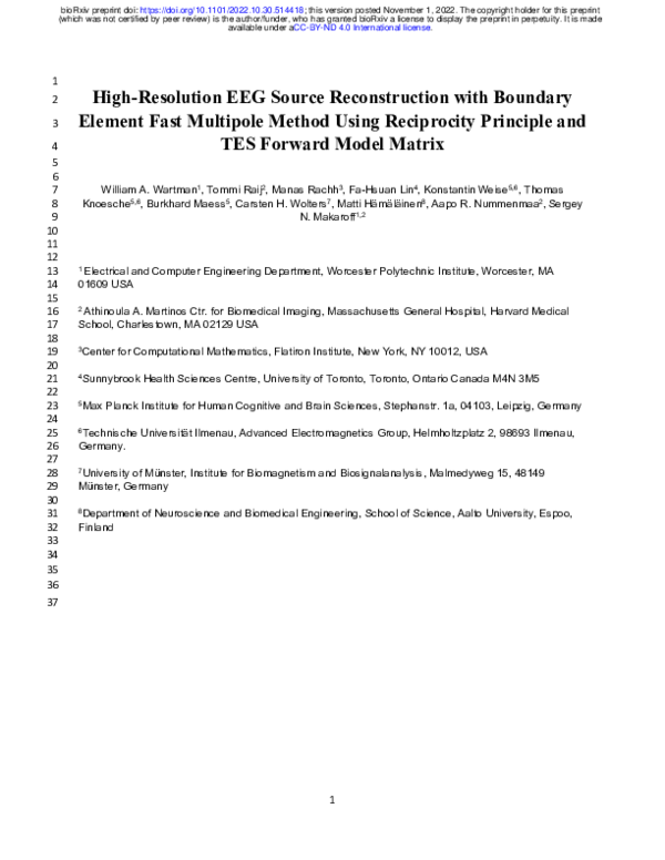 (PDF) High-Resolution EEG Source Reconstruction with Boundary Element ...