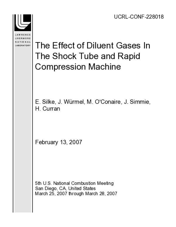 (PDF) The effect of diluent gases in the shock tube and rapid ...