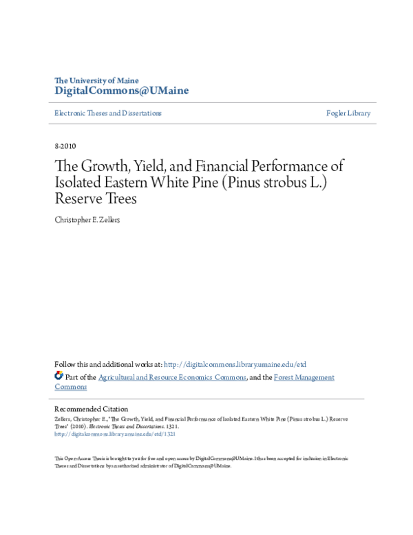 (PDF) The Growth, Yield, and Financial Performance of Isolated Eastern ...