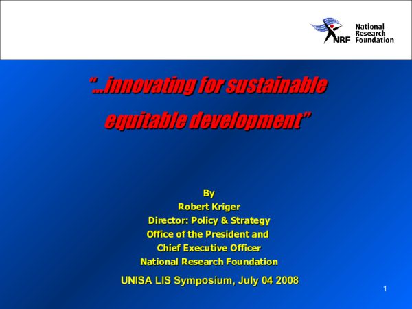 (PPT) Innovating for sustainable equitable development