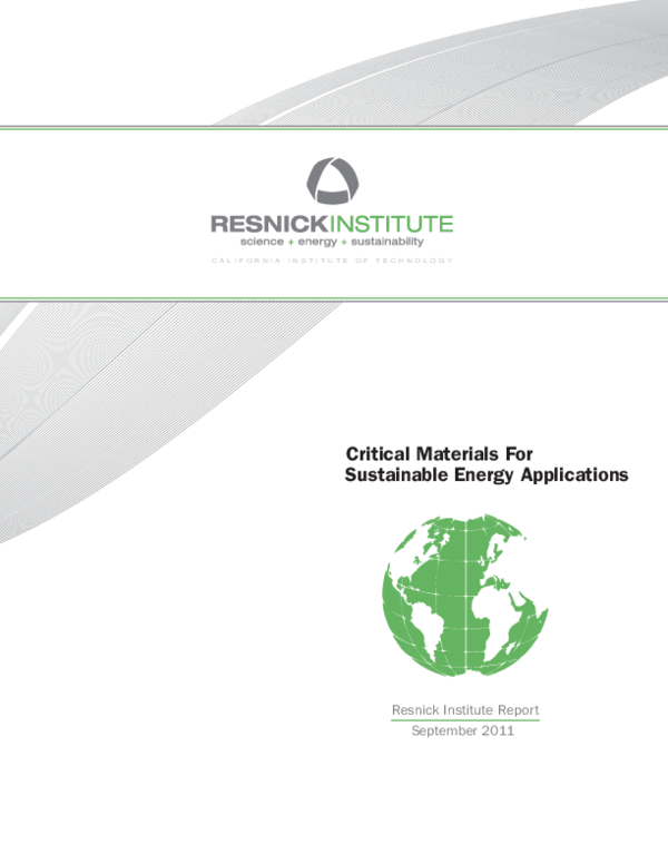 (PDF) Critical Materials For Sustainable Energy Applications