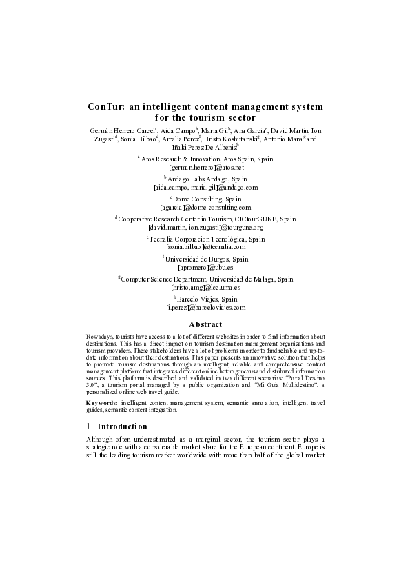 (PDF) ConTur: An Intelligent Content Management System for the Tourism ...