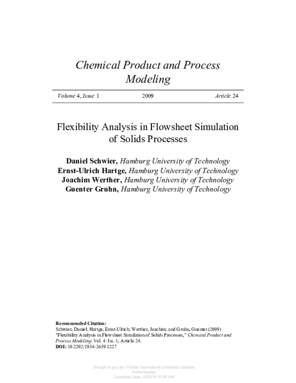 (PDF) Flexibility Analysis in Flowsheet Simulation of Solids Processes