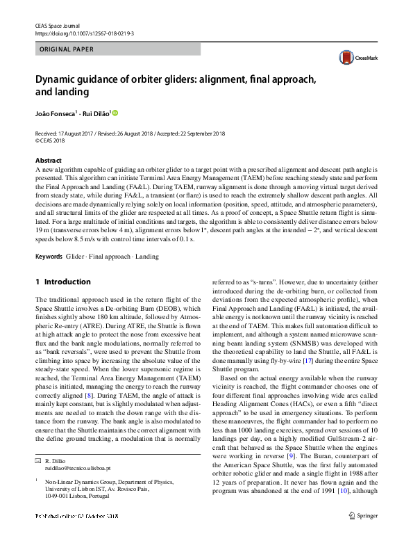 (PDF) Dynamic guidance of orbiter gliders: alignment, final approach ...